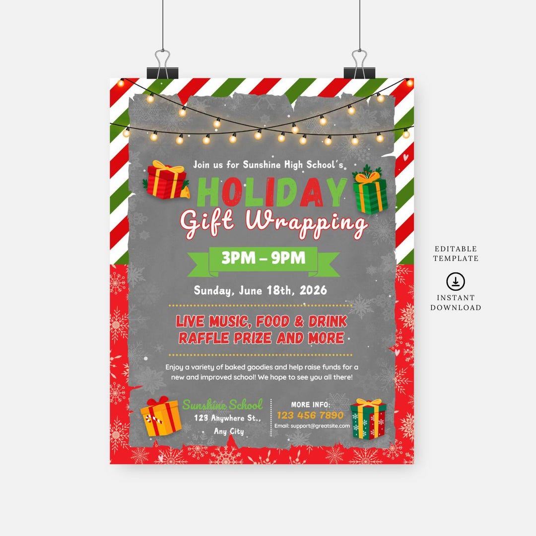 Holiday Christmas Gift Wrap Fundraiser Flyer, Editable Template ...