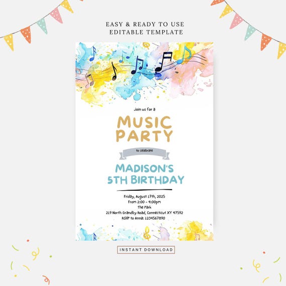 Plantilla De Invitación Para Fiestas Musicales Plantilla De