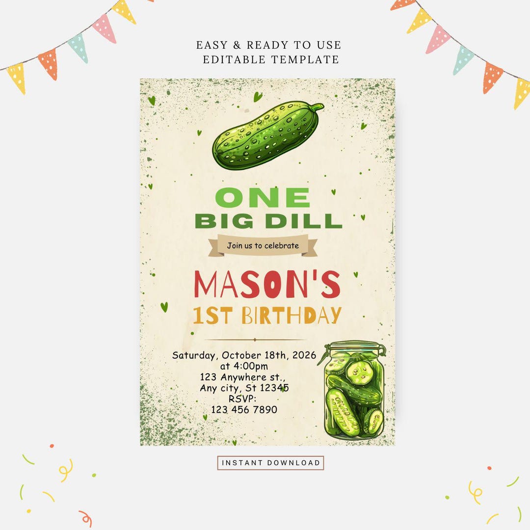 Pickle Party Invitation, Editable Template, Instant Download, DIY ...