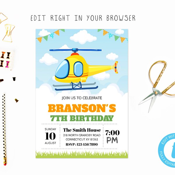 Helicopter Birthday - Etsy