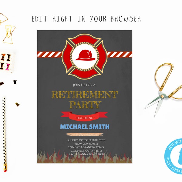 Firefighter Retirement Invitations - Etsy