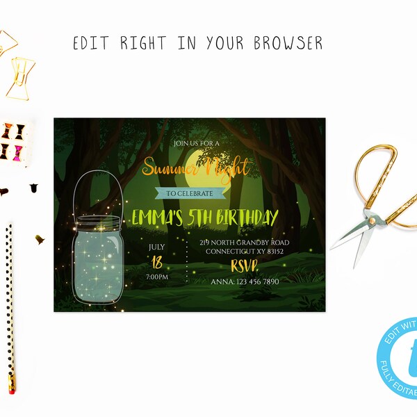 Fireflies Invitation - Etsy