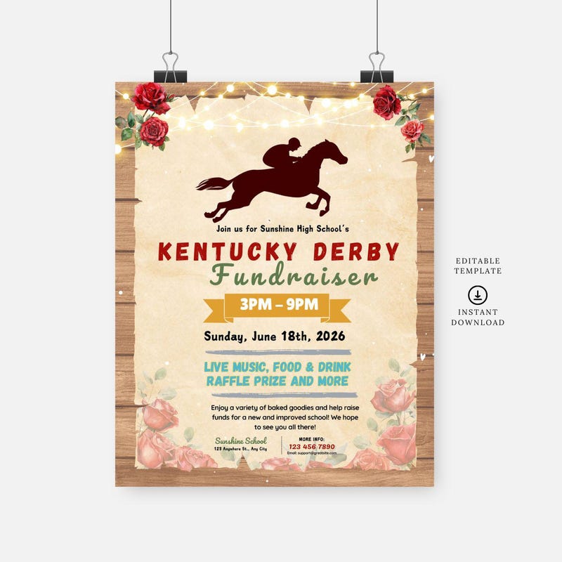 Kentucky Derby Flyer Template - Etsy