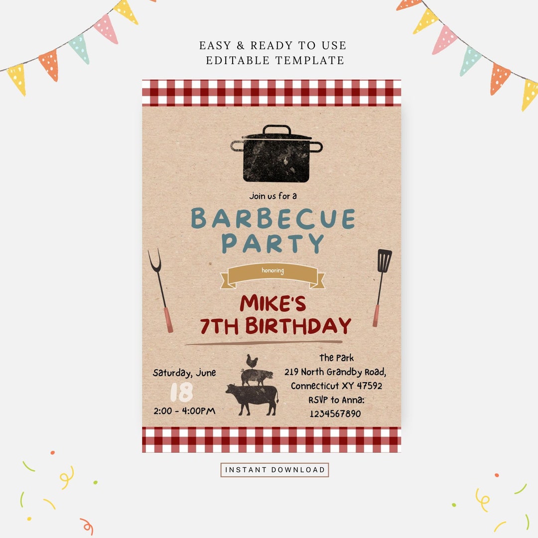 Neighborhood Bbq Party, Editable Template, Instant Download, DIY ...