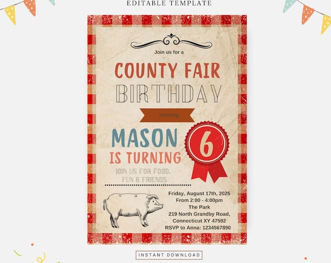 County Fair Birthday Invitation, County Fair Invite, Carnival ...