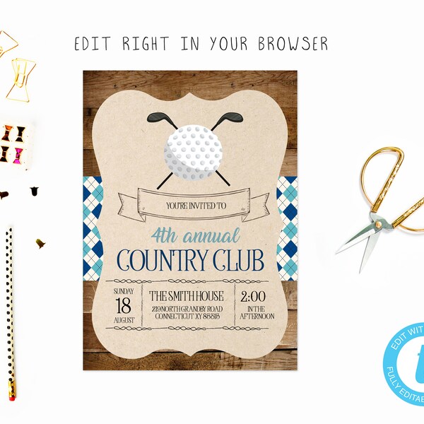 Country Club Theme Invitations - Etsy