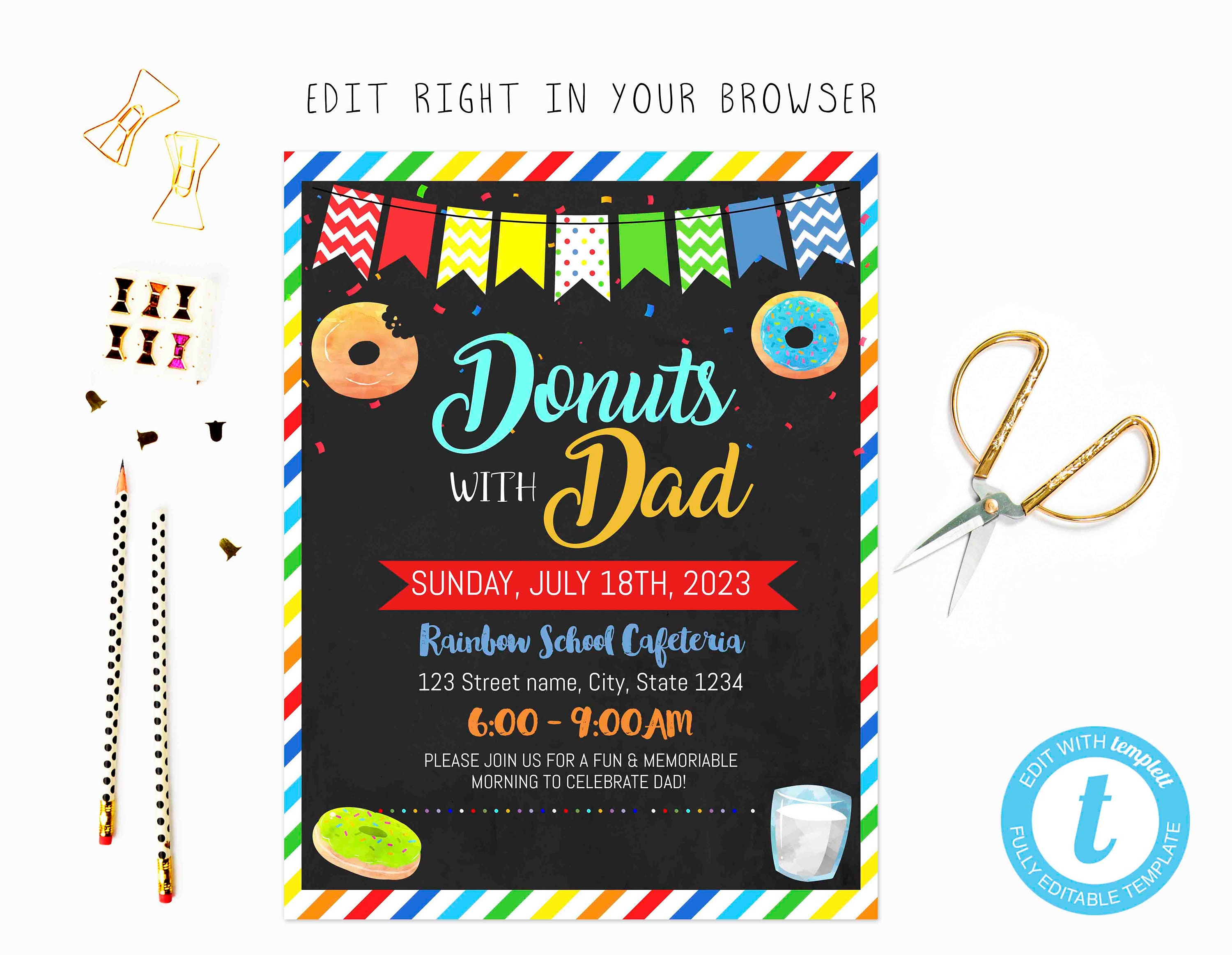Donuts For Dad Invitation Template