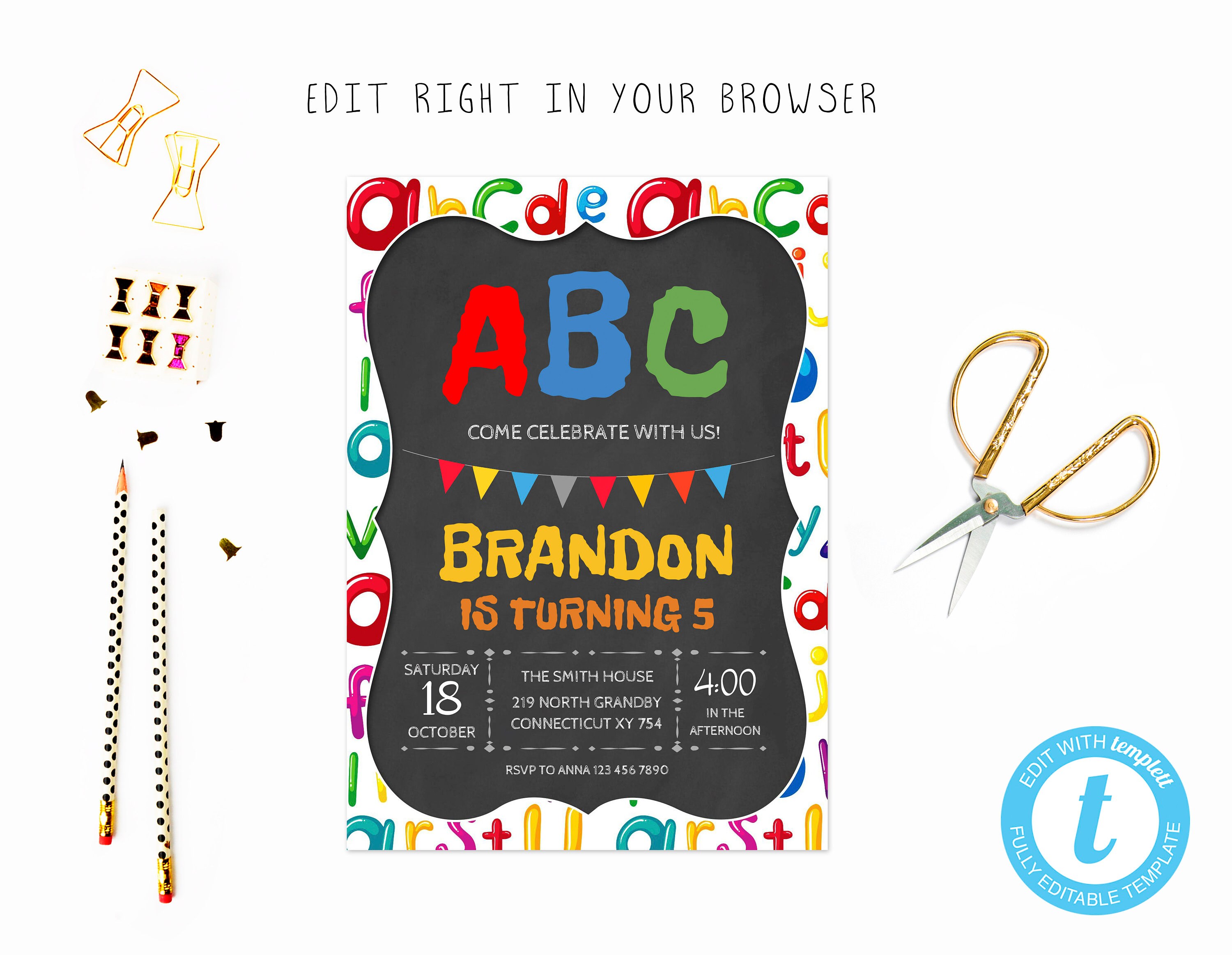 Abc Party Invitations