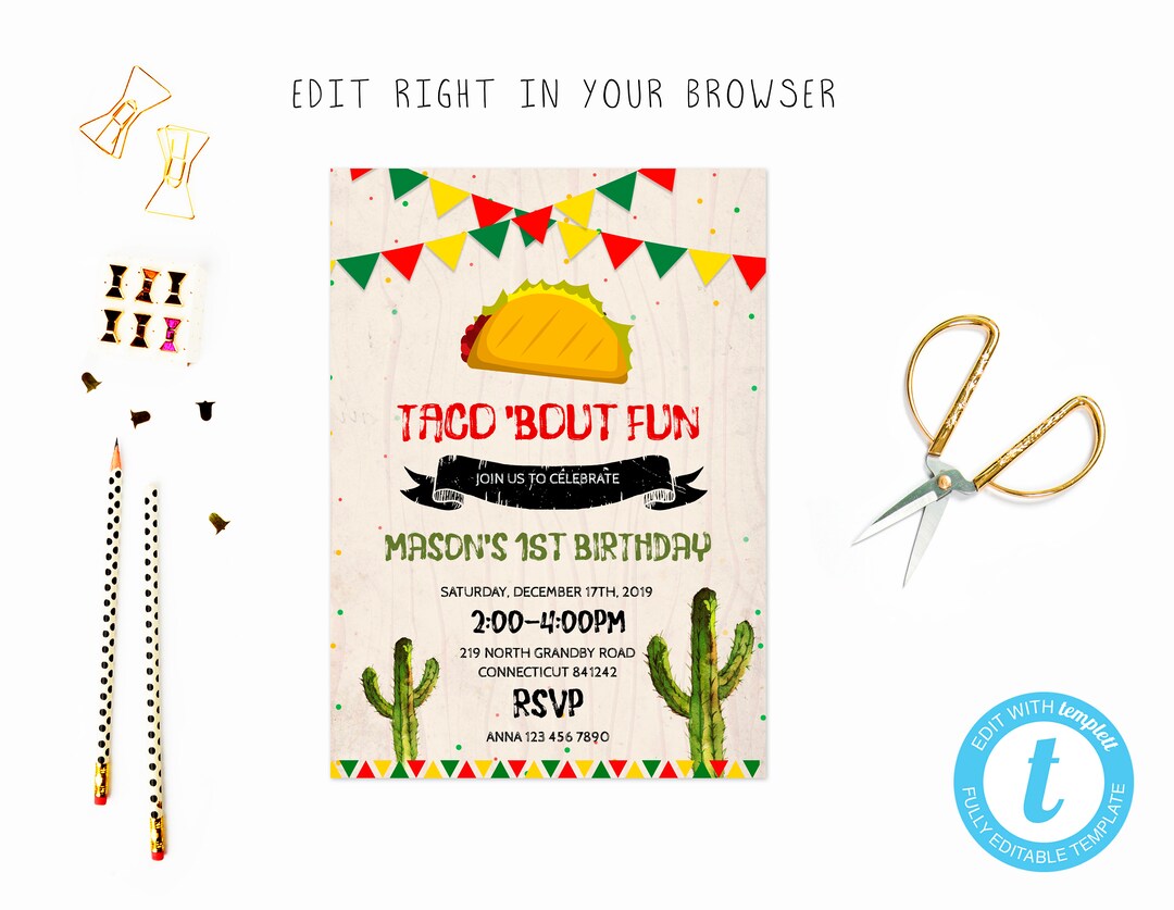 Taco First Birthday Party Tem TRY BEFORE You BUY Instant - Etsy
