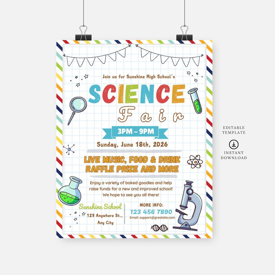 Science Fair Flyer, Editable Template, Instant Download, DIY Flyer ...