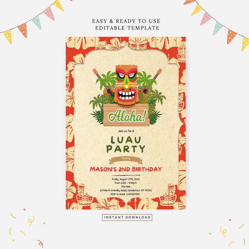 Tiki Invitations - Etsy