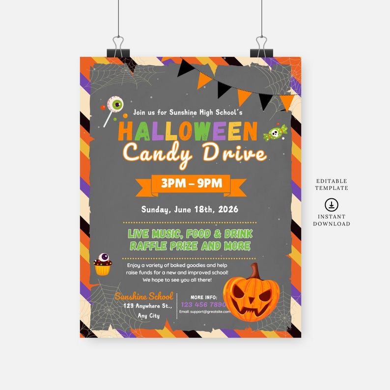 Halloween Fundraiser Flyer, Editable Template, Instant Download, DIY ...