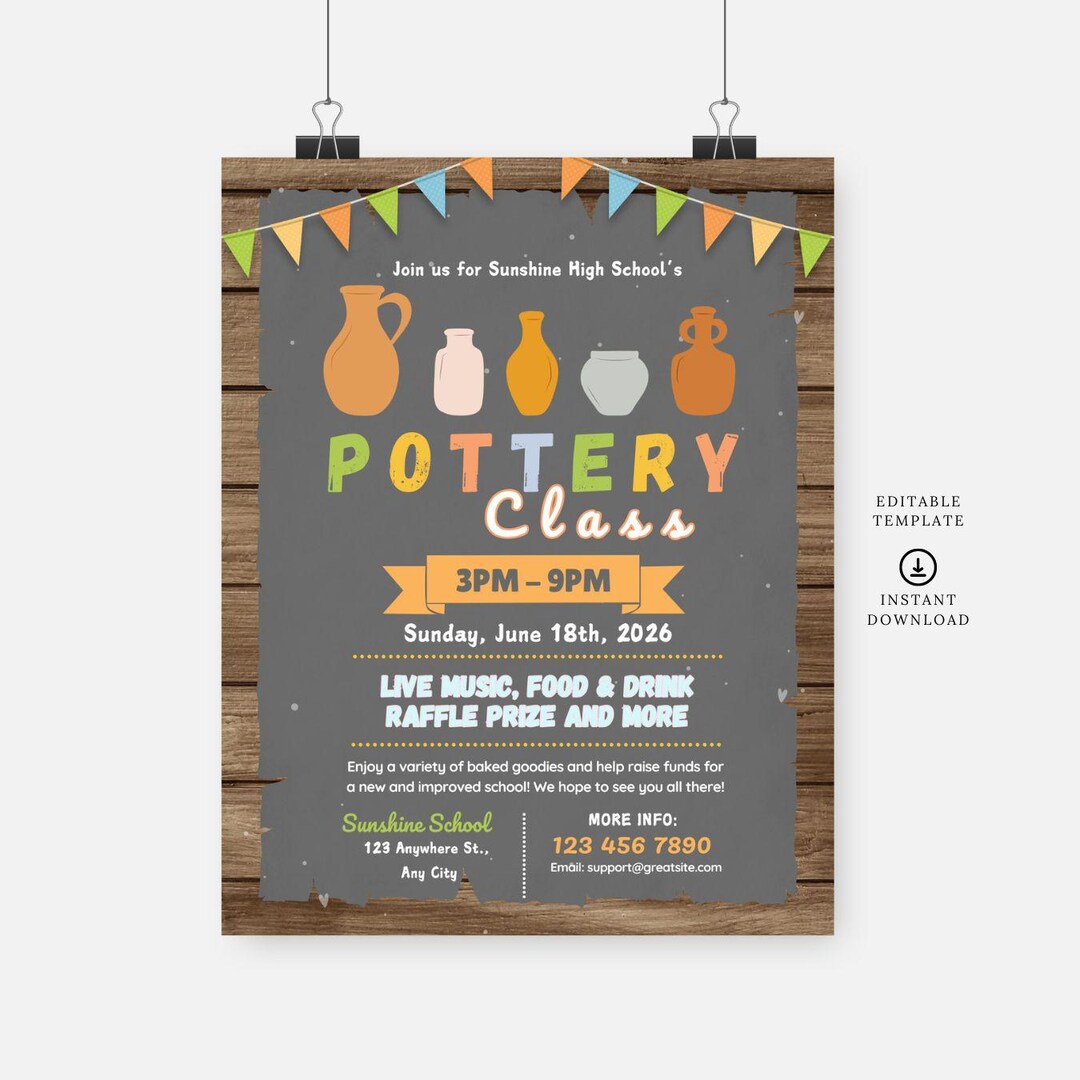 Pottery Class Theme Flyer, Editable Template, Instant Download, DIY ...