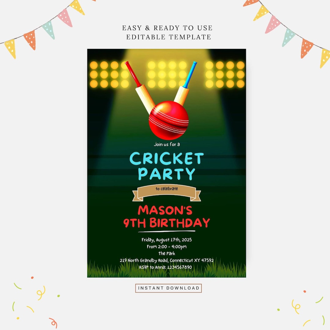 Cricket Birthday Party, Editable Template, Instant Download, DIY ...