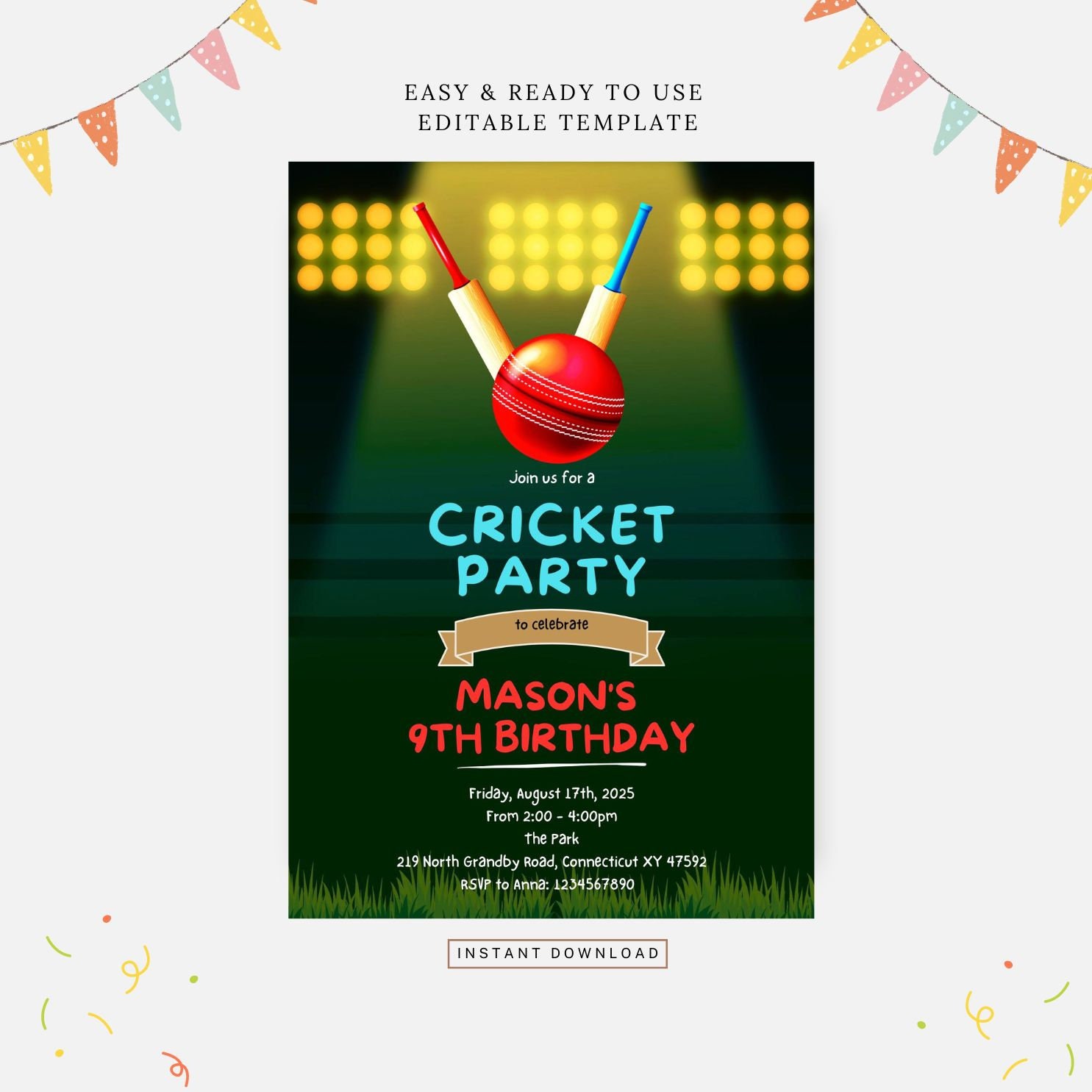 Cricket Birthday Party, Editable Template, Instant Download, DIY ...