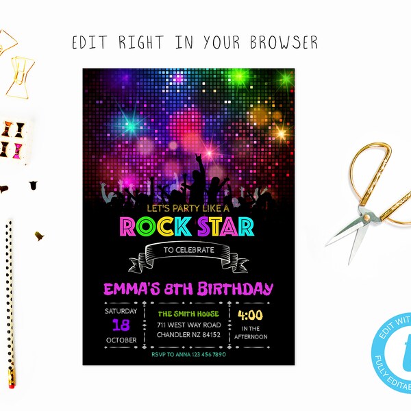 Rockstar Invitation - Etsy
