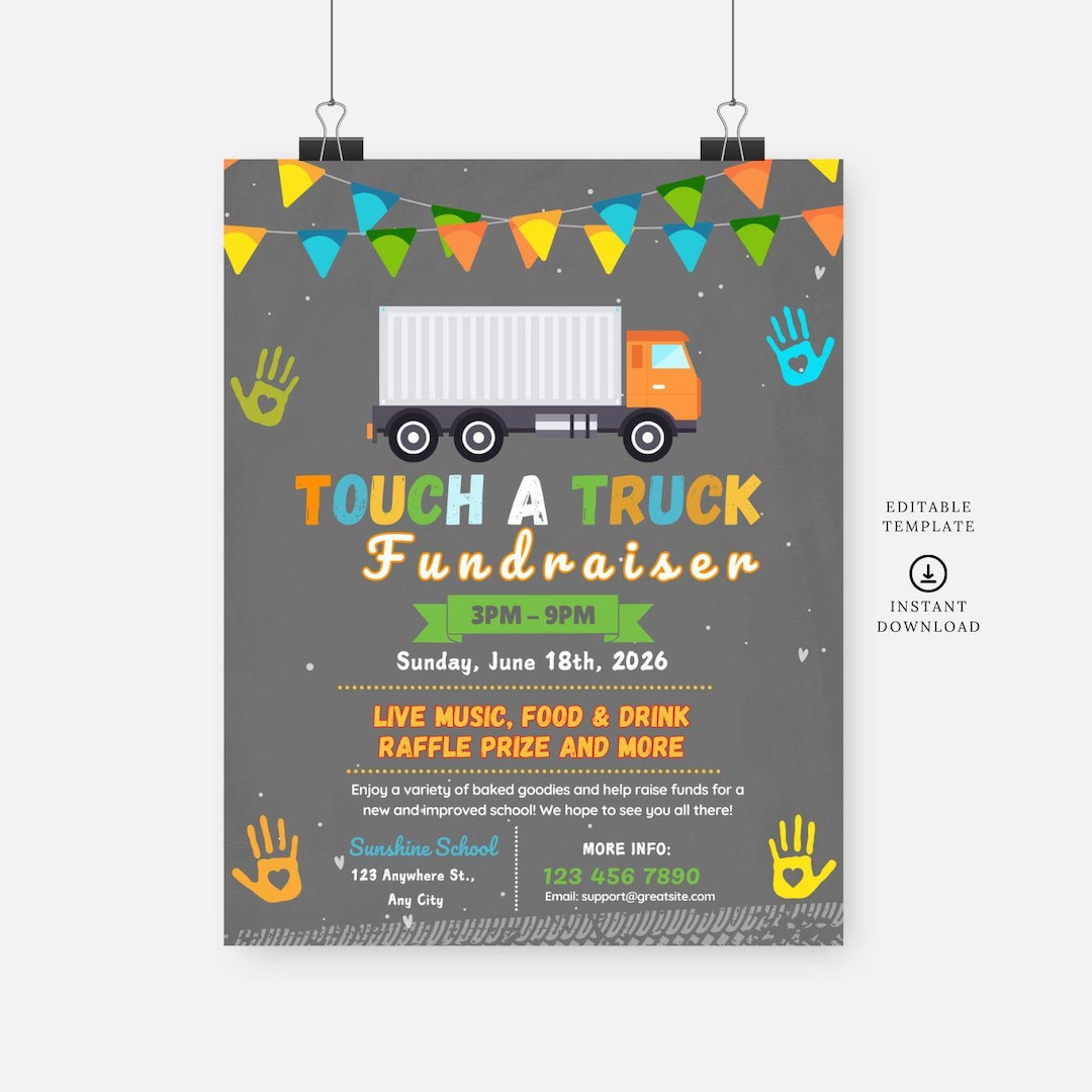 Touch a Truck Flyer, Editable Template, Instant Download, DIY Flyer ...