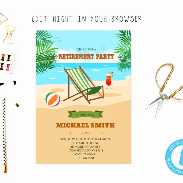 Beach Retirement Party Invitation - Etsy