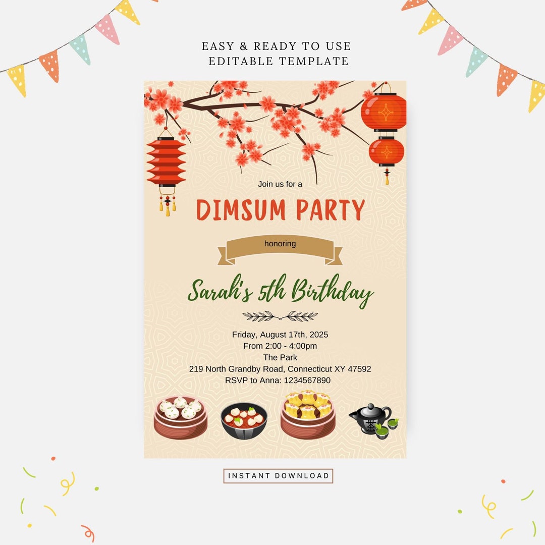 Chinese Dimsum Party, Editable Template, Instant Download, DIY ...