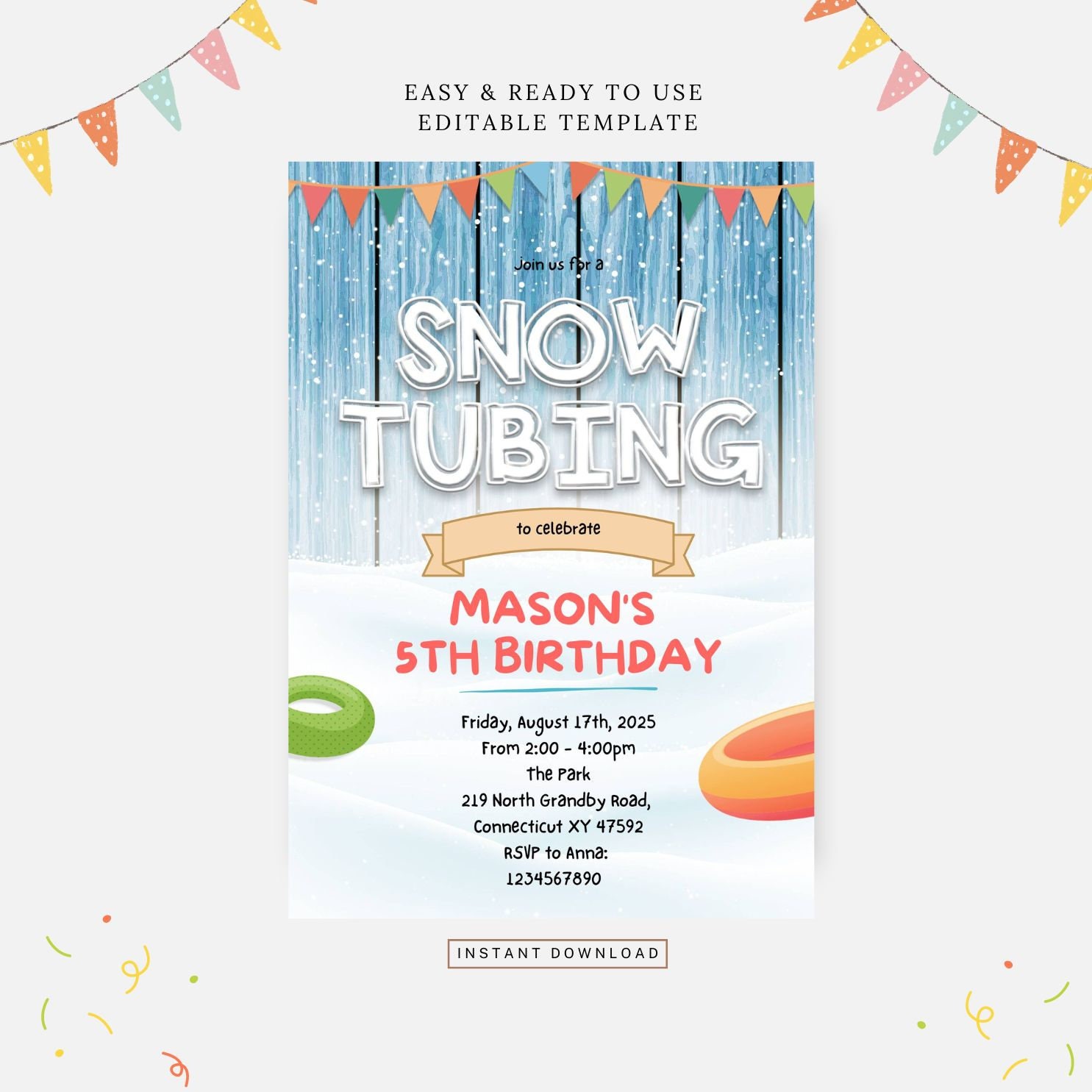 Snow Tubing Invitation Template Jonas Ridge Snow Tubing Gift Card