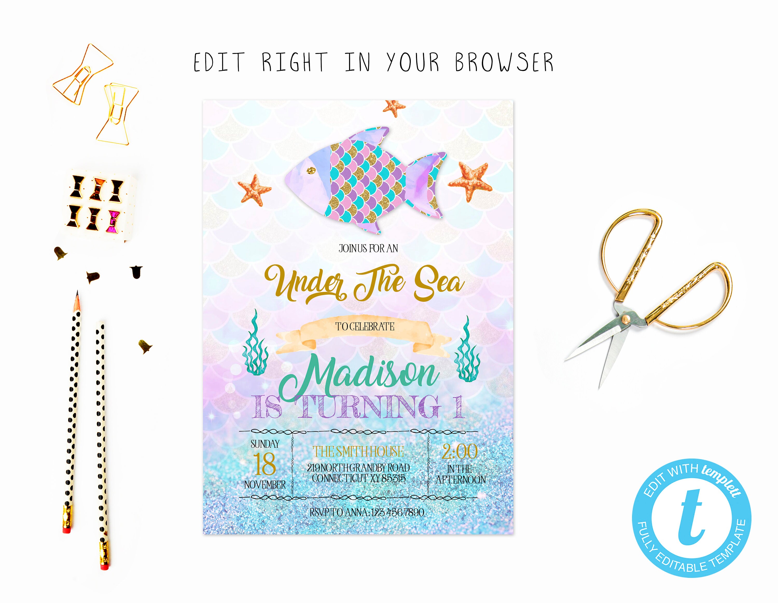 Rainbow Fish Party Tem TRY BEFORE You BUY Instant Download | Etsy