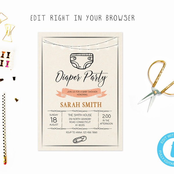 Diaper Shower Invitation - Etsy