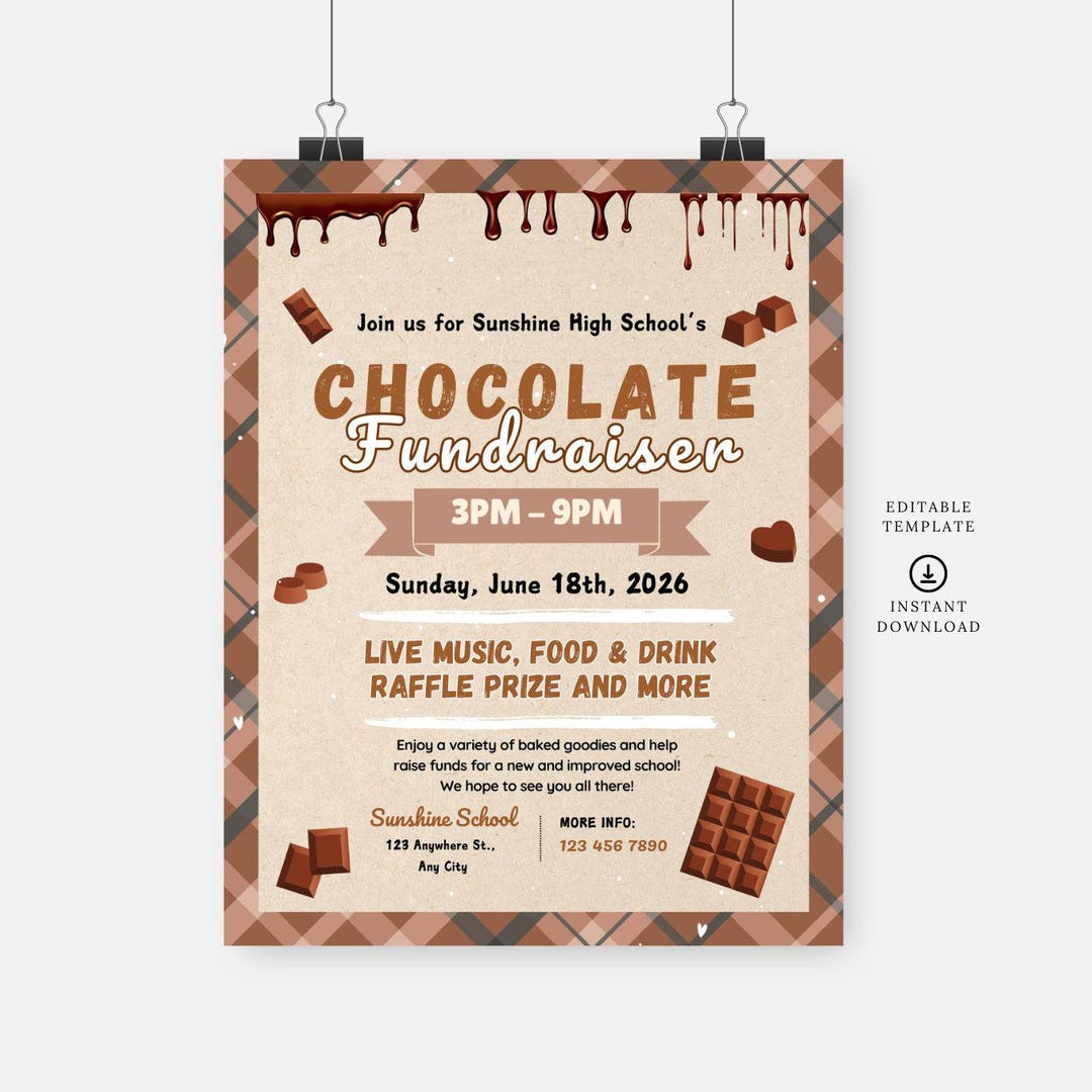 Chocolate Fundraiser Flyer, Editable Template, Instant Download, DIY ...