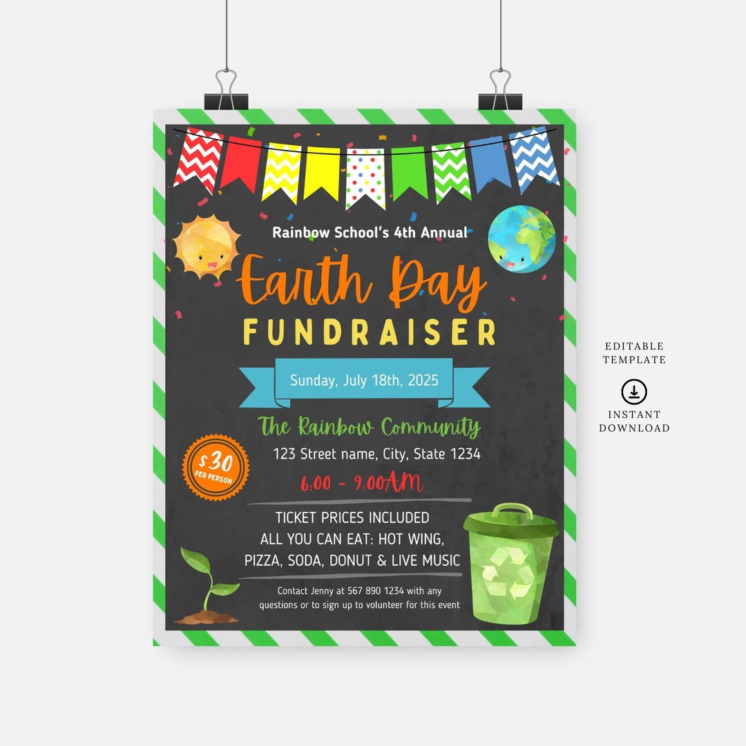 Earth Day Flyer, Editable Template, Instant Download, DIY Flyer, Poster ...