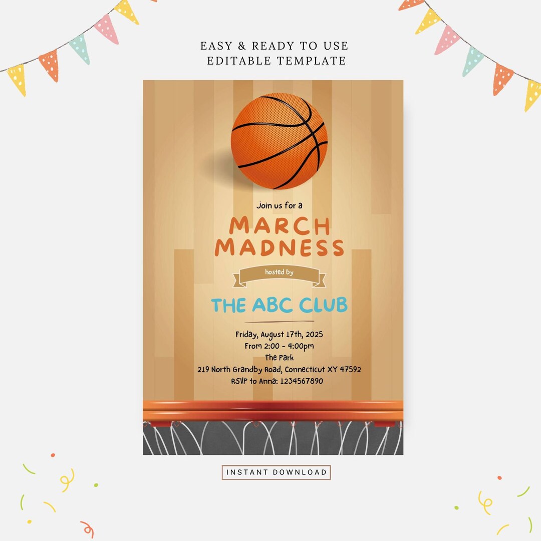 March Madness Party, Editable Template, Instant Download, DIY ...