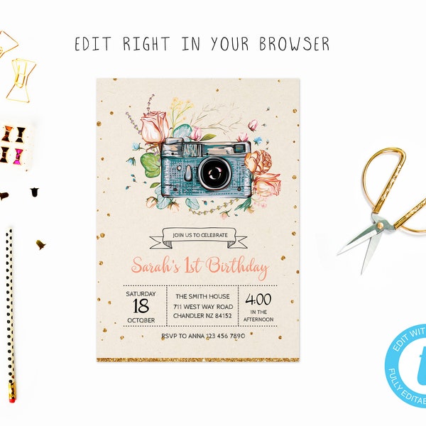 Camera Invitation - Etsy