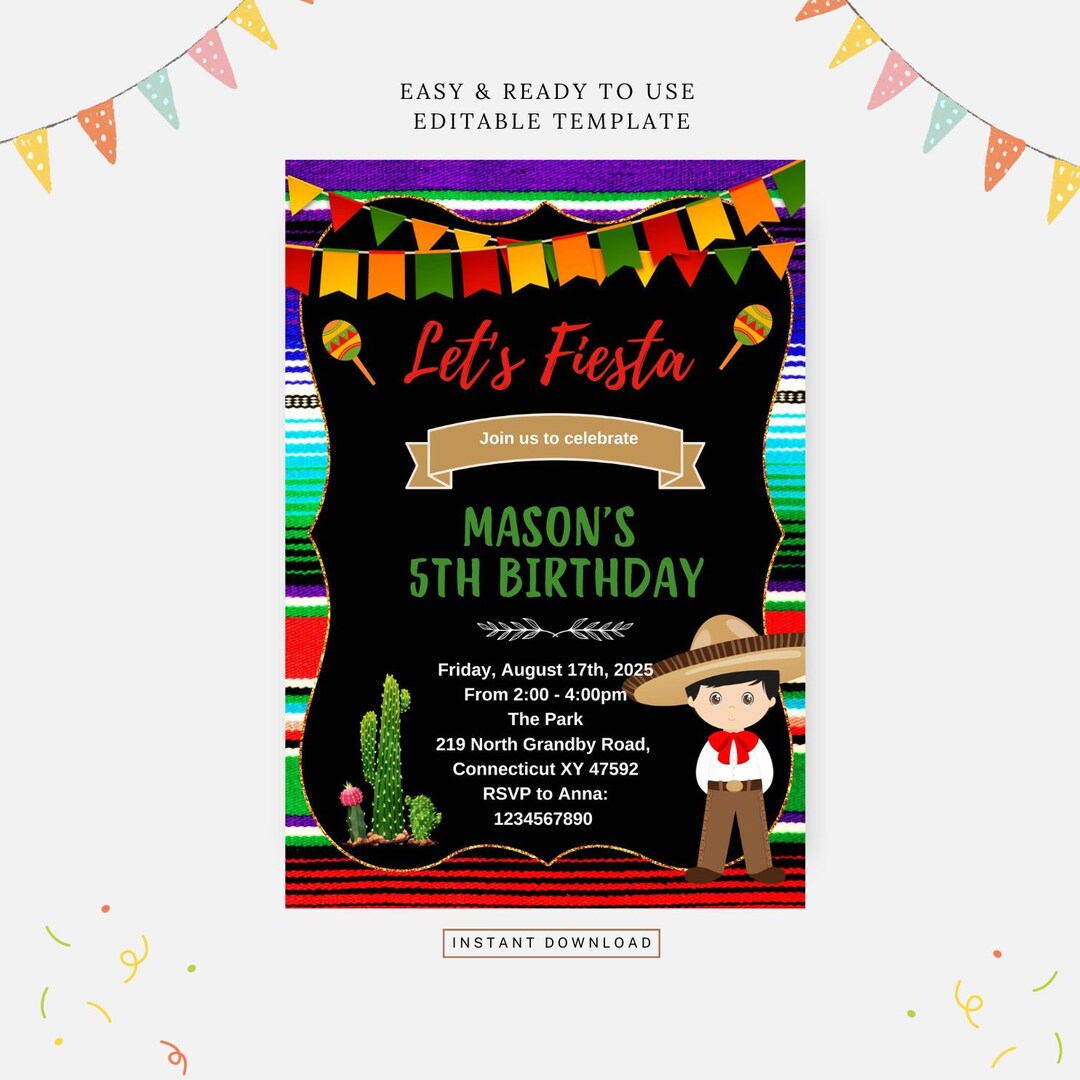 Charro Fiesta Birthday Party, Editable Template, Instant Download, DIY ...