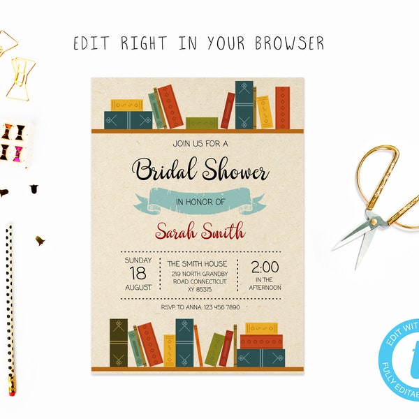Library Card Bridal Shower Invitation - Etsy