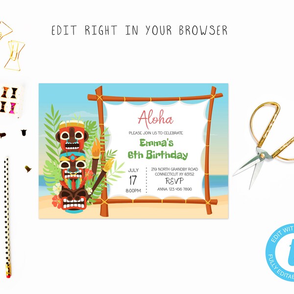 Tiki Invitations - Etsy