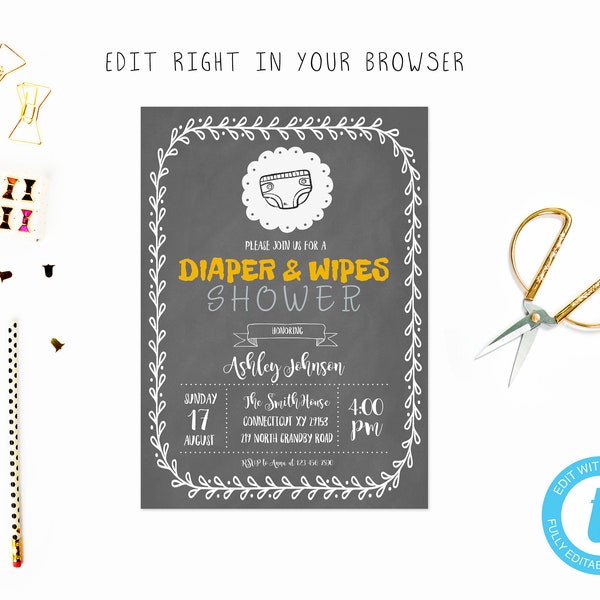 Diaper Invitation - Etsy