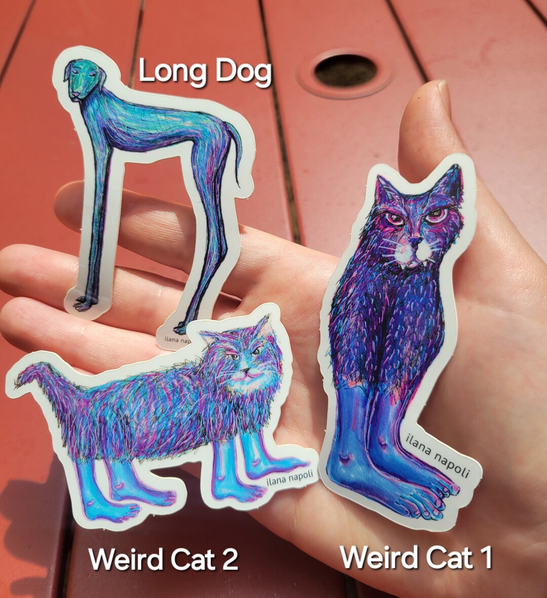Weird Animals Sticker Pack: Long Dog & Cats Vinyl Decals - Etsy