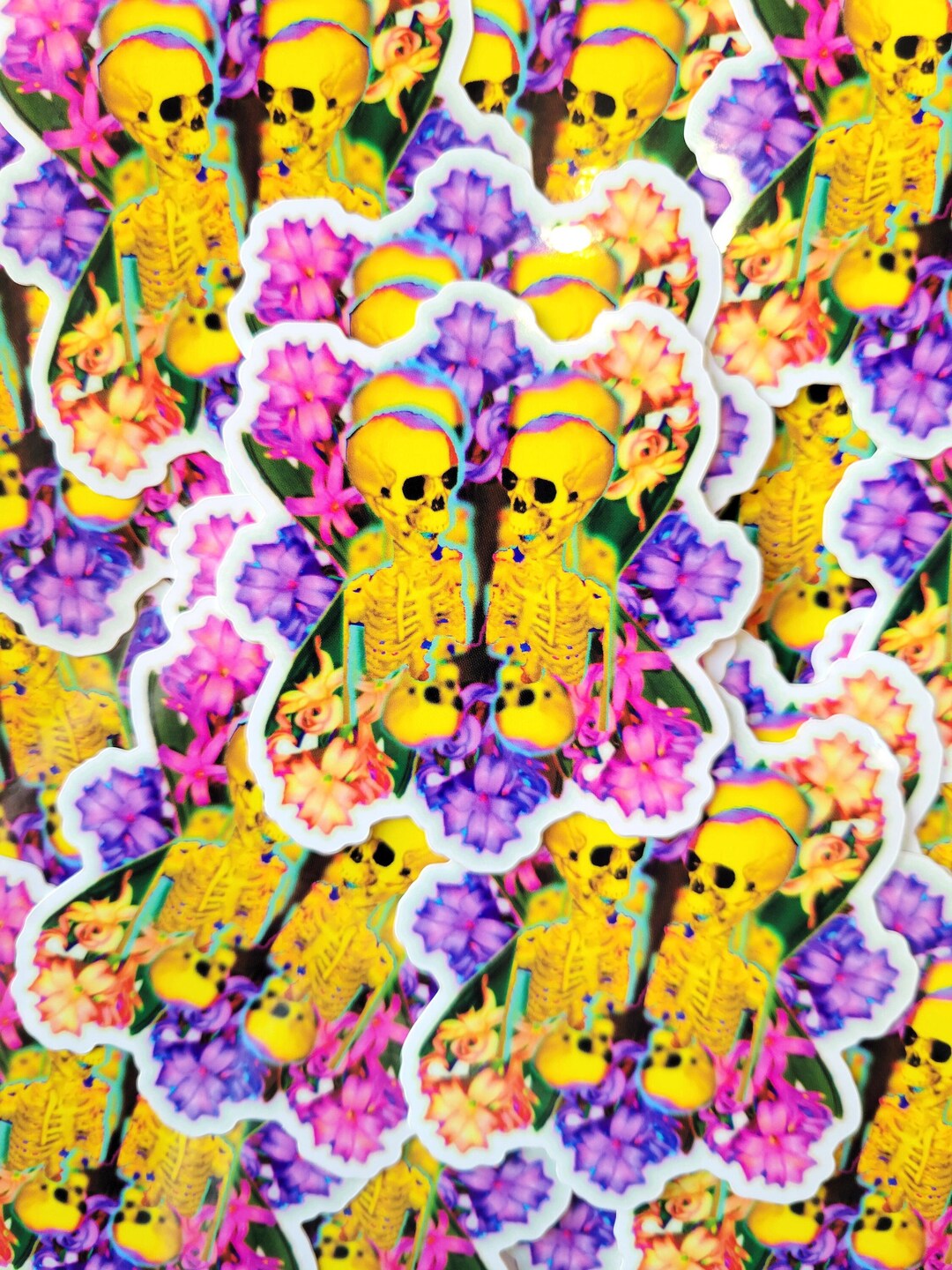 Skeleton Flower Stickers, Pastel Goth Stickers, Aesthetic Vinyl ...