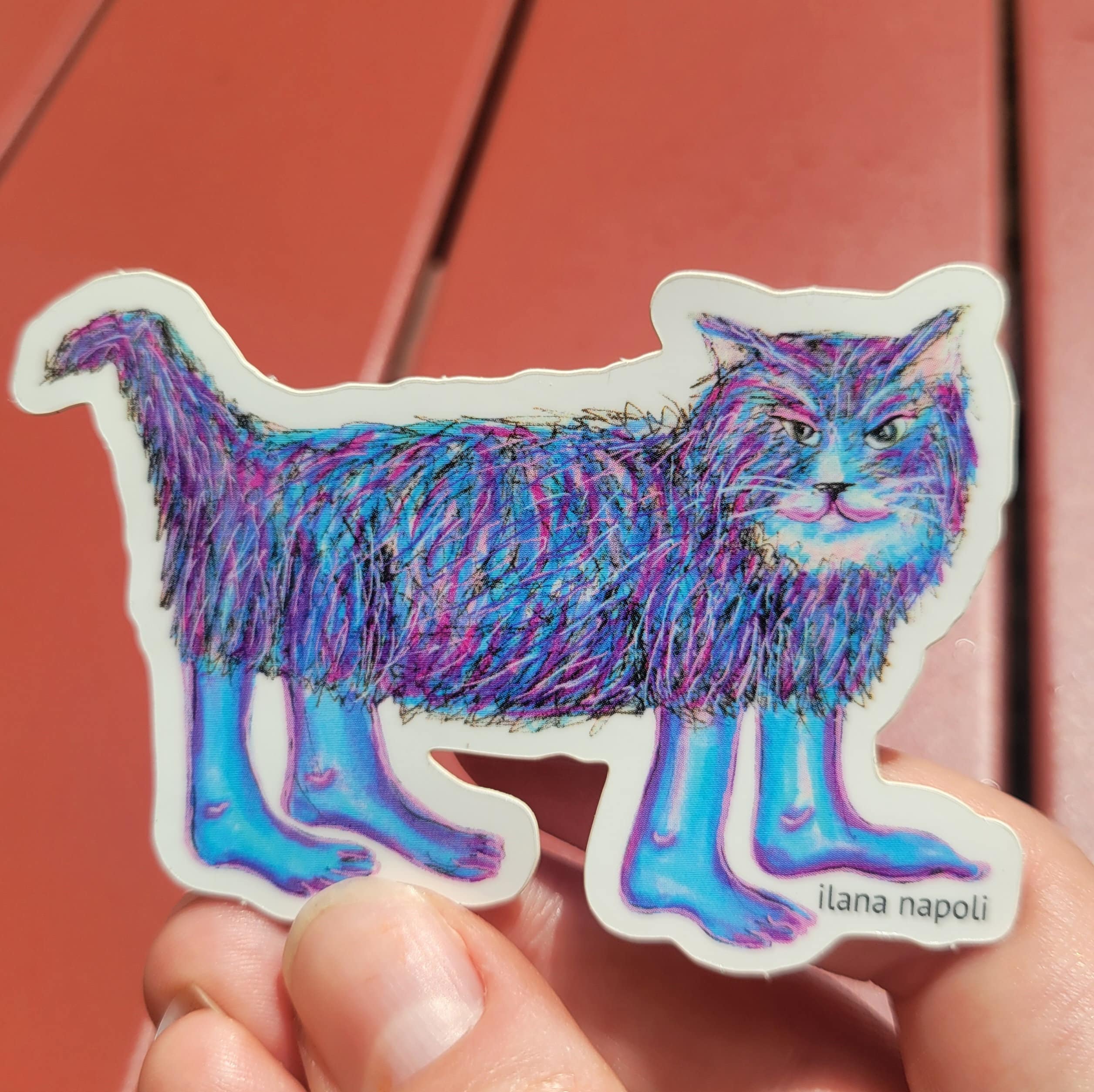 Weirdcore Cursed Cat Artist Sticker Vinyl Decal Cool Cat Weird Art ...