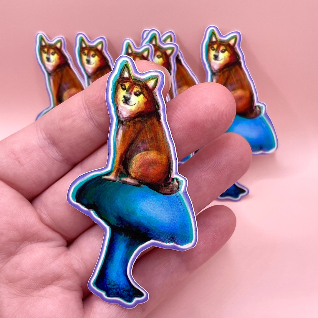 Psychedelic Weirdcore Aesthetic Vinyl Sticker Quirky Illustrated Shiba ...