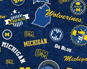 University of Michigan Wolverines Fabric 100% Cotton PRECUT - Etsy