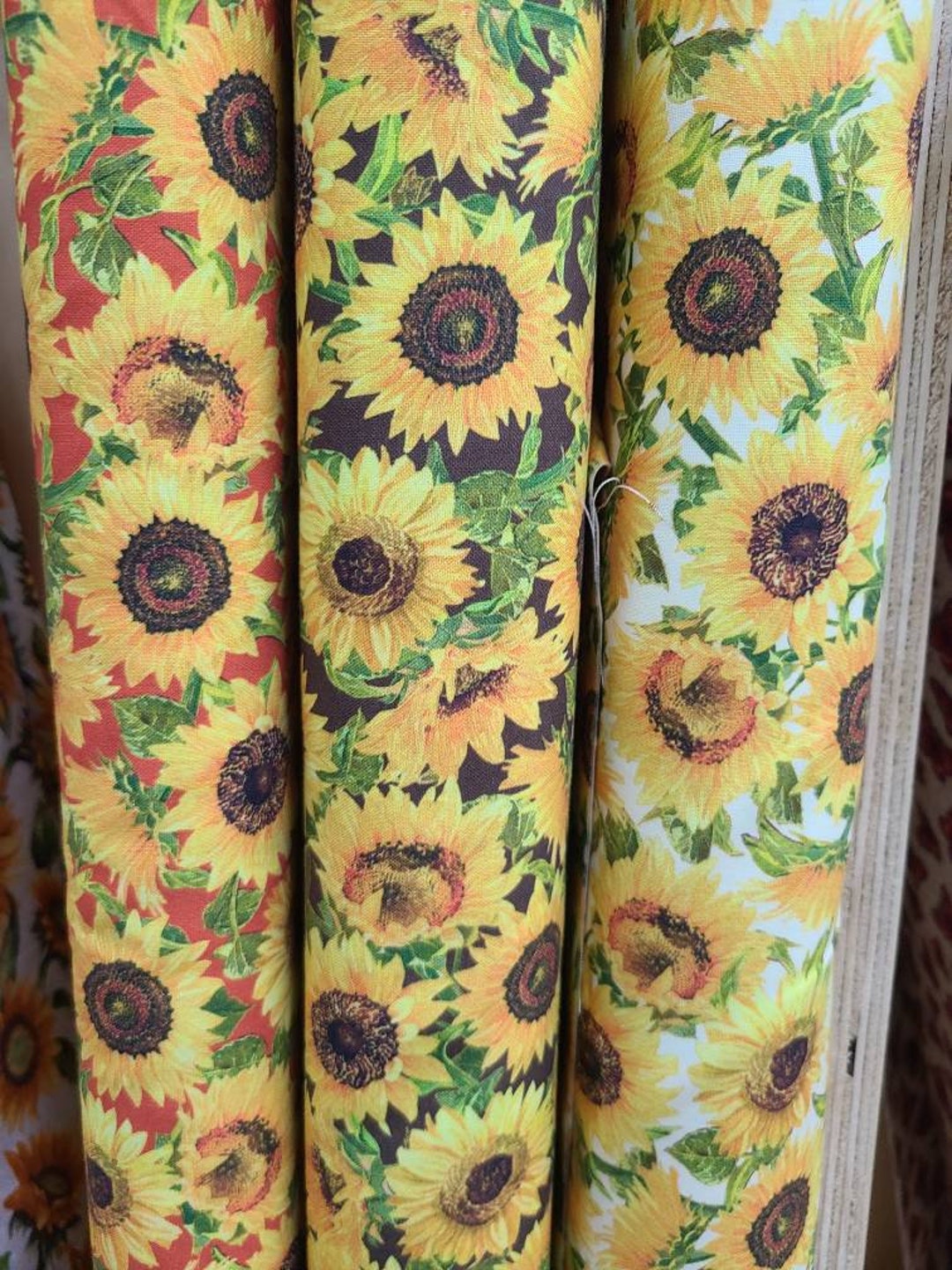 Sunflower Harvest Cotton Fabric Print - Etsy