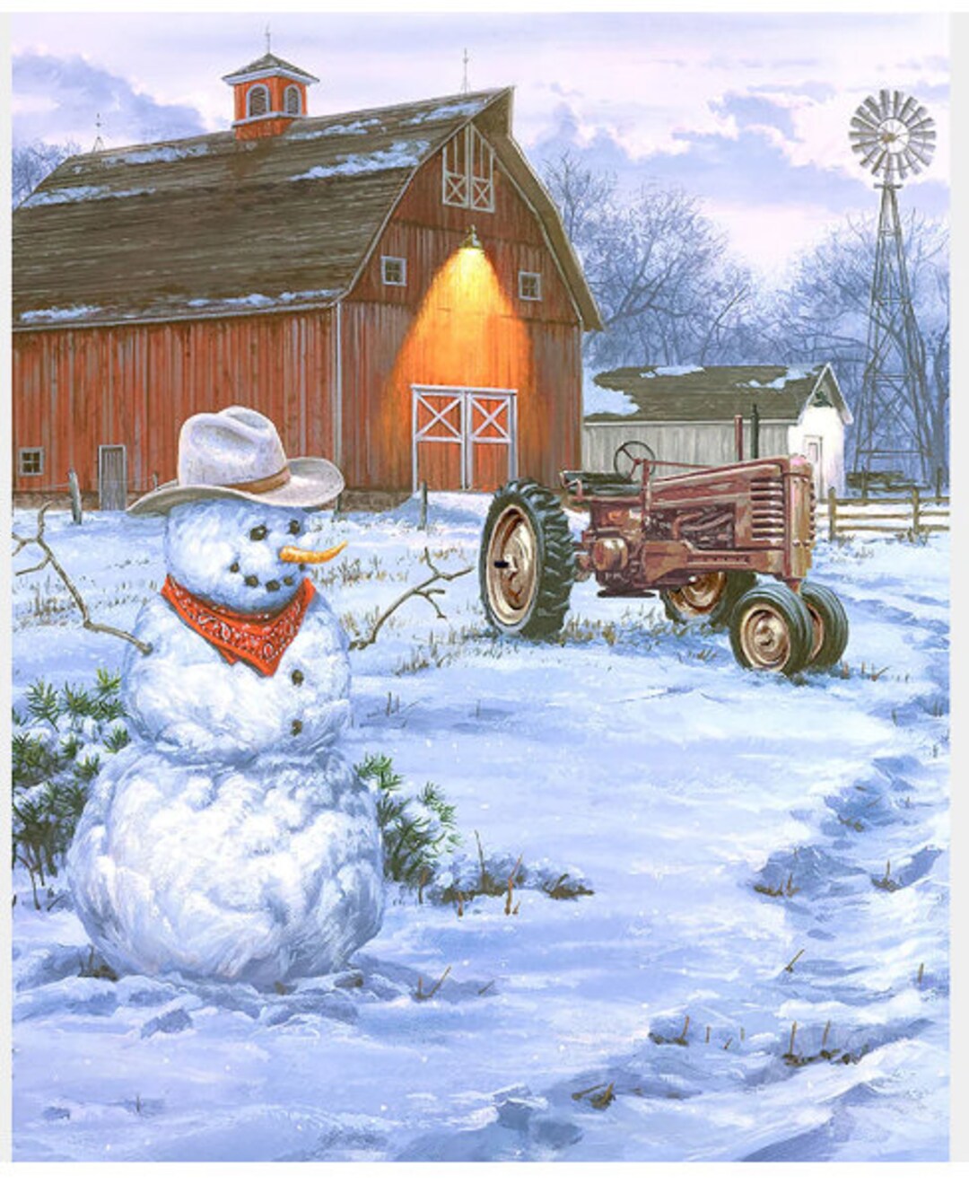 Christmas Snowman Winter Fabric Panel - Etsy