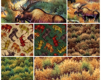 Moose Bear Cotton Fabric by the Yard 1 Yard Precuts - Etsy