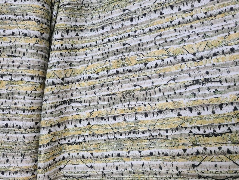 White Bark Tree Print Fabric - Etsy