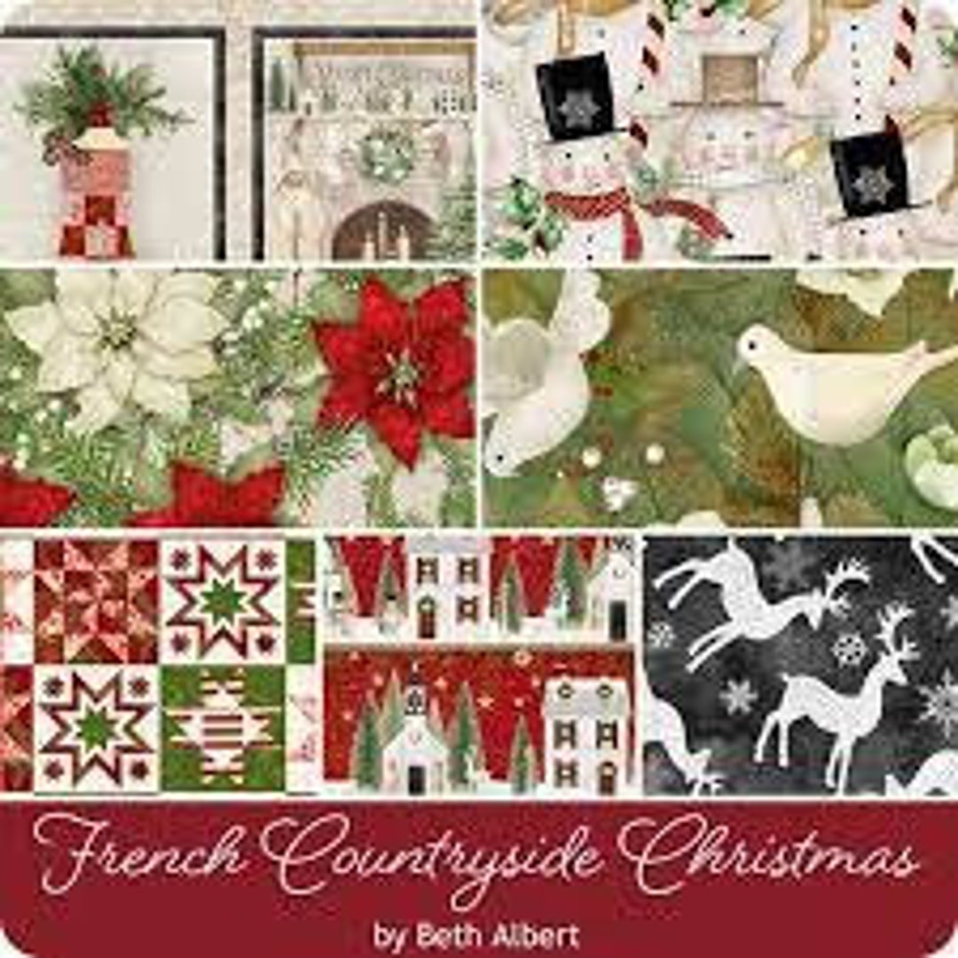 French Countryside Christmas Fabric Collection - Etsy