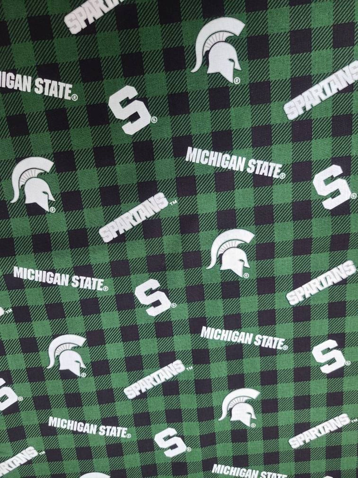 Michigan State cotton print fabric Spartans | Etsy
