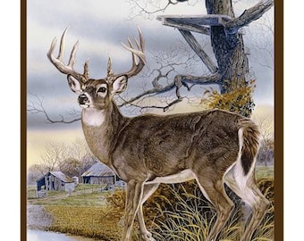 Deer Panel Fabric | Etsy