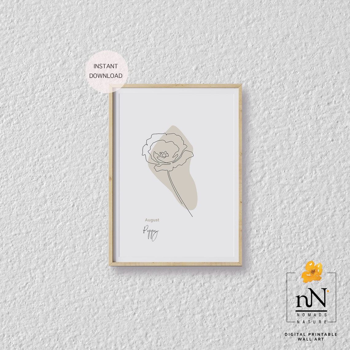 August Flower Line Drawing, Poppy Drawing Art, Minimalist Wall Print ...