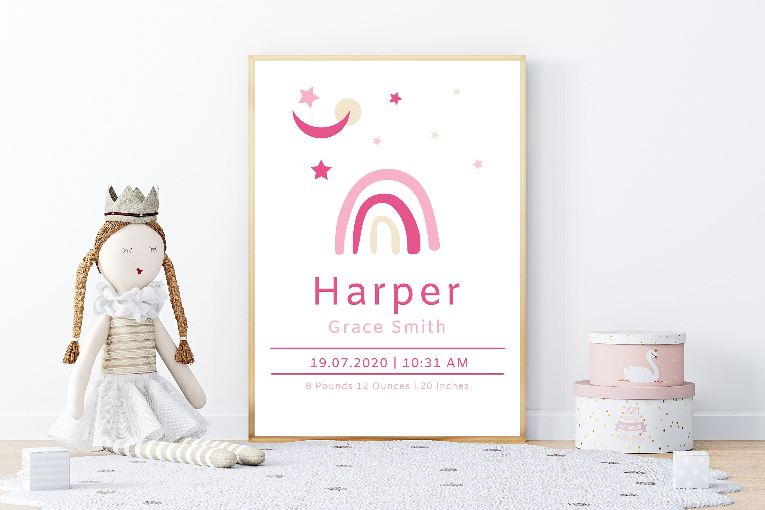 Custom baby stats, personalized baby stats, nursery room baby stats ...