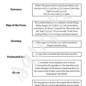Parts of the Mass Worksheet, Catholic Mass Worksheet - Etsy