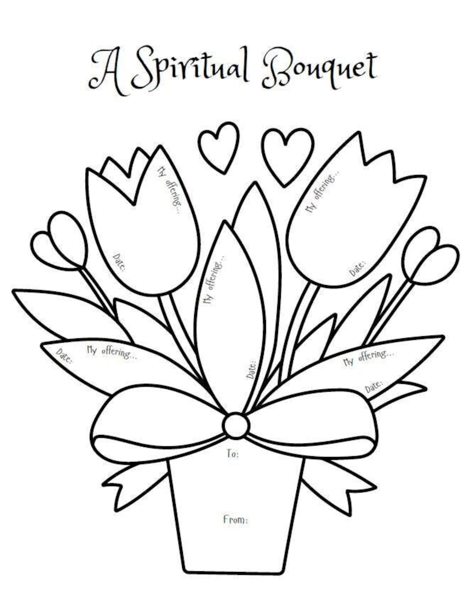 Spiritual Bouquet 3 Different Bouquets, Line Art/coloring Page, Fill in ...